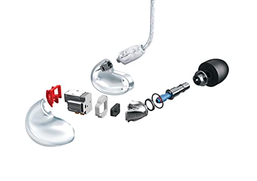 Shure SE846 Wired Sound Isolating Earbuds, High Definition Sound + Natural Bass, Four Drivers, Secure in-Ear Fit, Detachable Cable, Durable Quality, Compatible with Apple & Android Devices - Clear