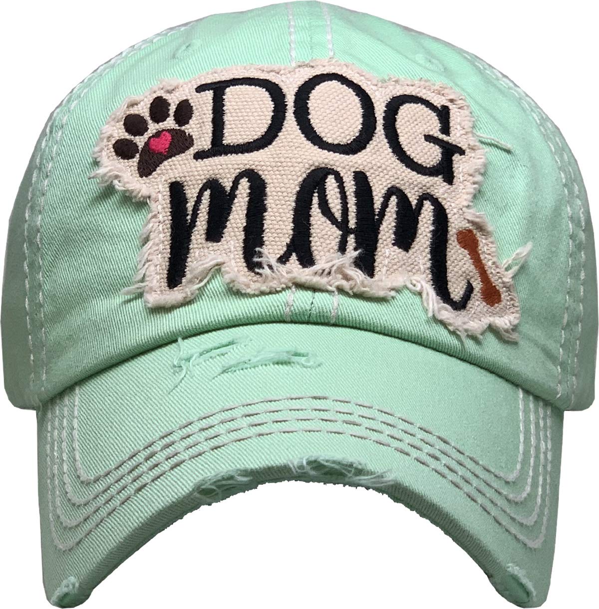 KBV-1391 STN Dog Cat Mom Theme Baseball Softball Womens Baseball Cap Distressed Vintage Unconstructed Embroidered Patch Hat