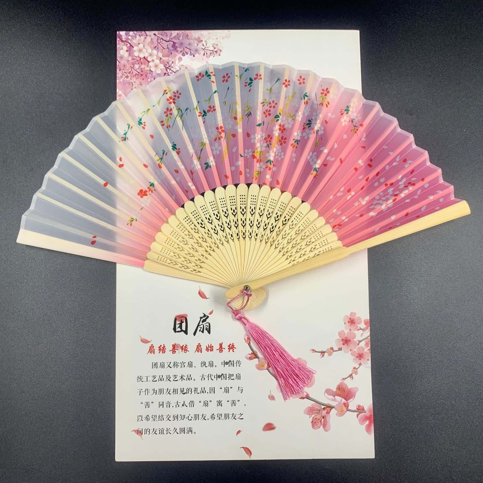 Folding Hand Fan Vintage Style Silk Hand Folding Hand Fan Dance Wood Bamboo Fan Chinese Japanese Fan Pattern Art Craft Gift Dance Fan Folding Fan (C)