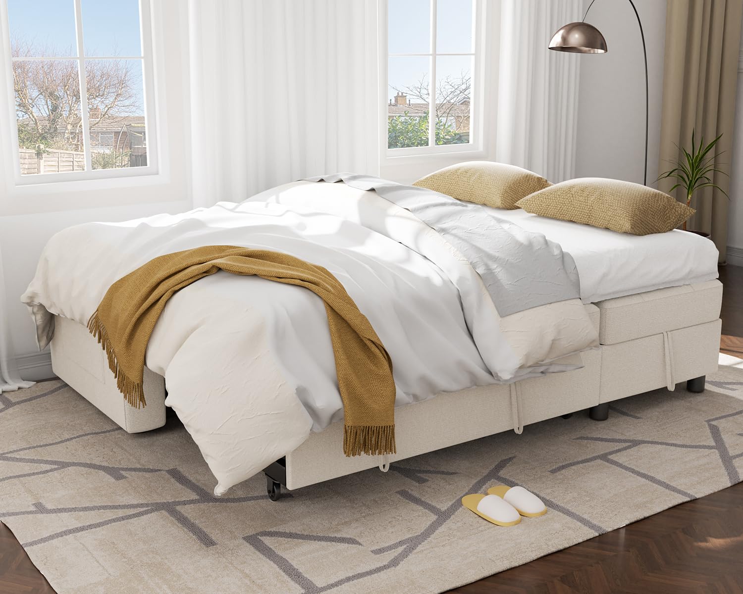 Ucloveria Sectional Sofa Couch, Sleeper Sofa Bed with Reversible Storage Chaise Pull Out Couch Bed for Living Room L-Shape Lounge 2 in 1 Futon Sofa with Side Storage Bag, Beige