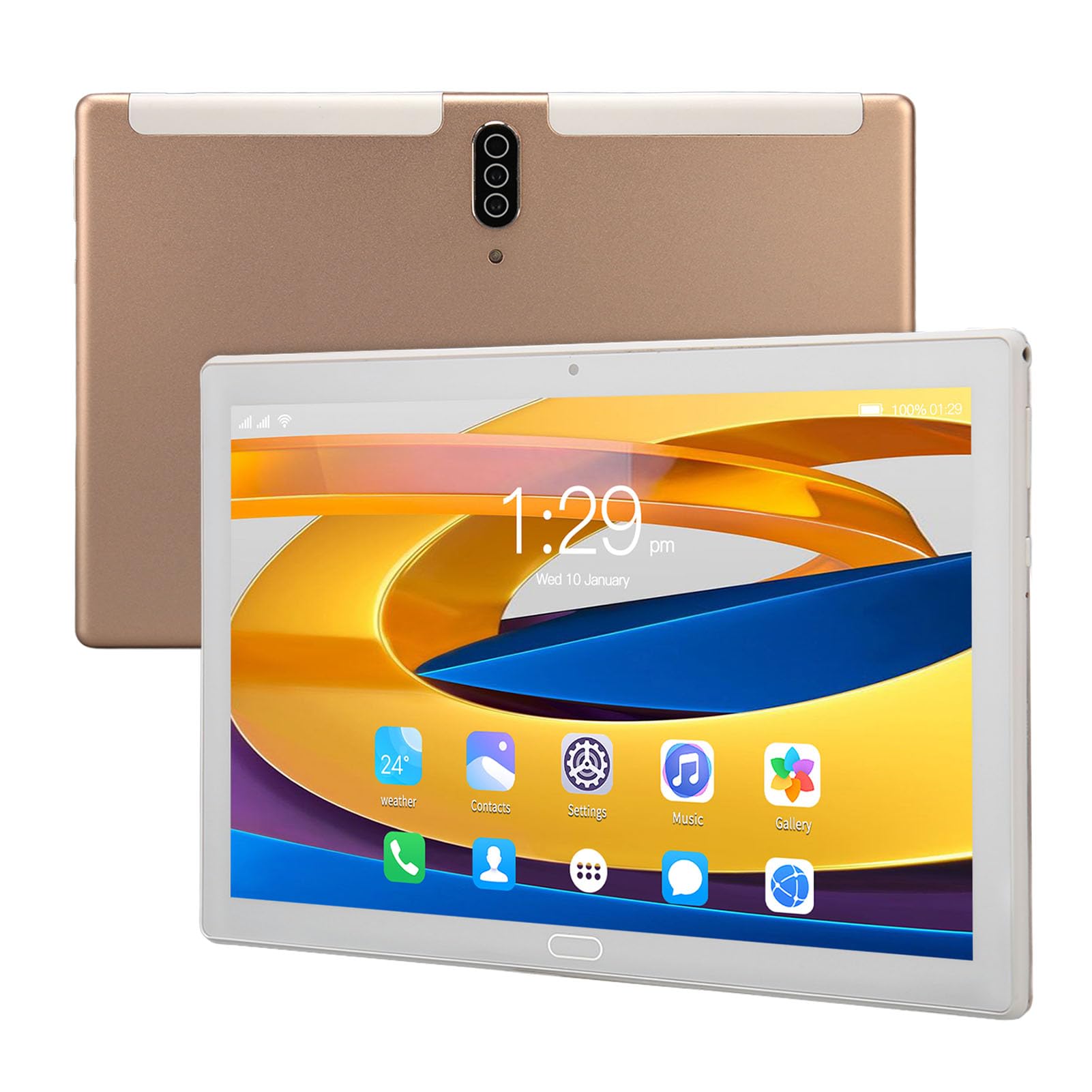 HEEPDD 4G Call Tablet, 10.1 Inch Tablet Octa Core Dual Speaker 5G WiFi 6GB RAM 128GB ROM for Android 10 for Travel (Gold)