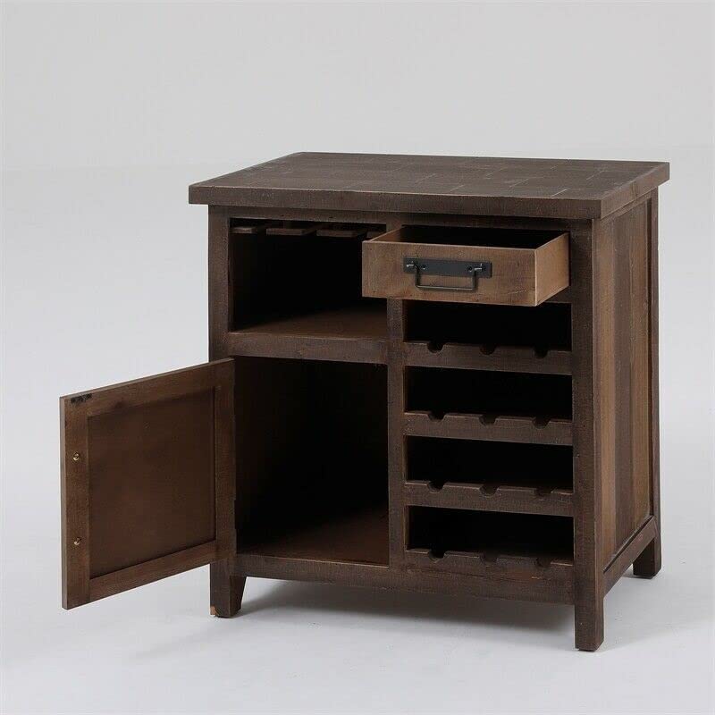 MAXCBD Nightstand Bedside Table Drawer Cabinet Wood Console Cabinet Fits Up to 12 Wine Bottles Storage Tower Dresser