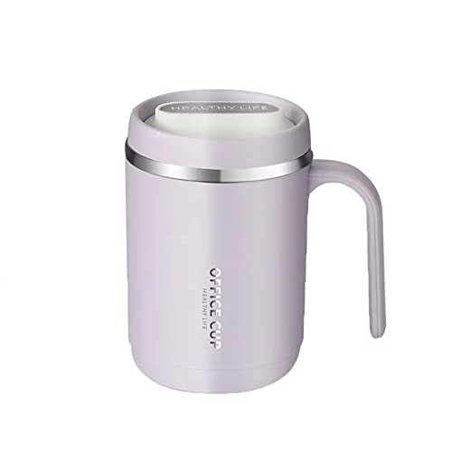 Livefunni Coffee Mug with Handle, 500ml Insulated Stainless Steel Coffee Travel Cup, Vacuum Reusable Coffee Cup with Lid, Keeping Warm & Cold (purple)