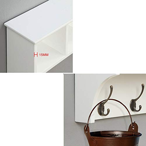 PIBM Stylish Simplicity Shelf Wall Mounted Floating Rack Wooden Wooden Storage Shelves Collection 4 Hooks/ 5 Hooks,2 Colors Avaliable, White , 85X35X18cm