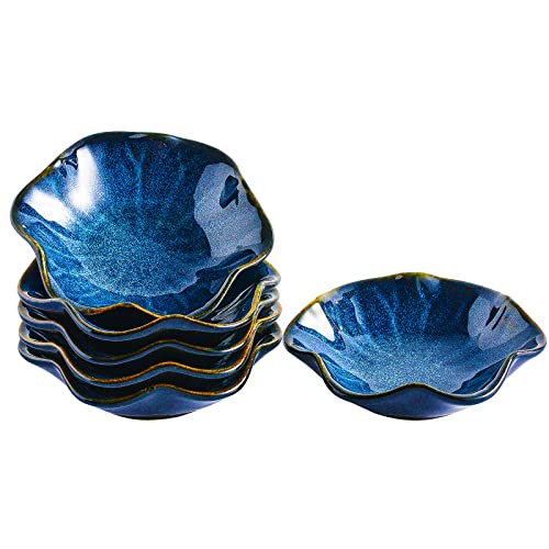 LiveHouse 4.3 Inch Vintage Style Kiln Glazed Small Ceramic Dipping Bowls Pinch Bowl Side Dishes for Soy Sauce Dessert Tomato, Set of 6