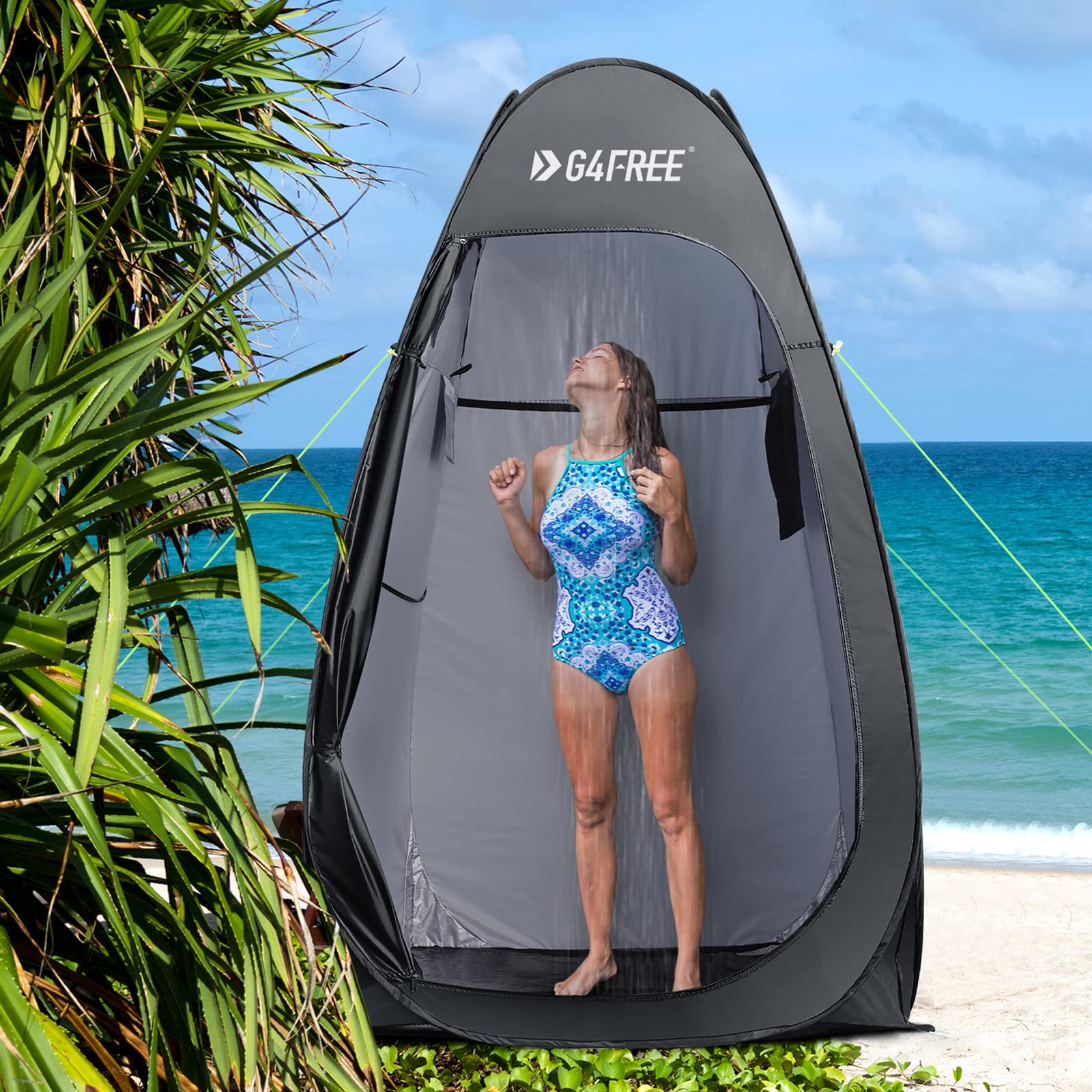 G4Free Pop Up Privacy Shower Tent Portable Outdoor Changing Room Camping Toilet Sun Shelter with Carry Bag(Green)
