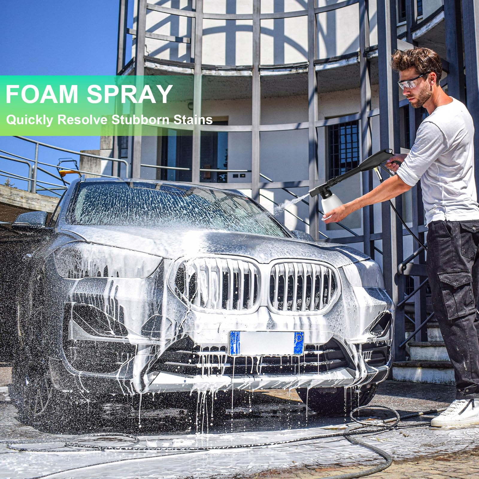 POLARPRA LED Garage Light - 160W LED Garage Ceiling Light 64000LM 6500K and Electric Power Washer - 3000 PSI 2.6 GPM Pressure Washers with Foam Cannon and 4 Quick Connect Nozzles