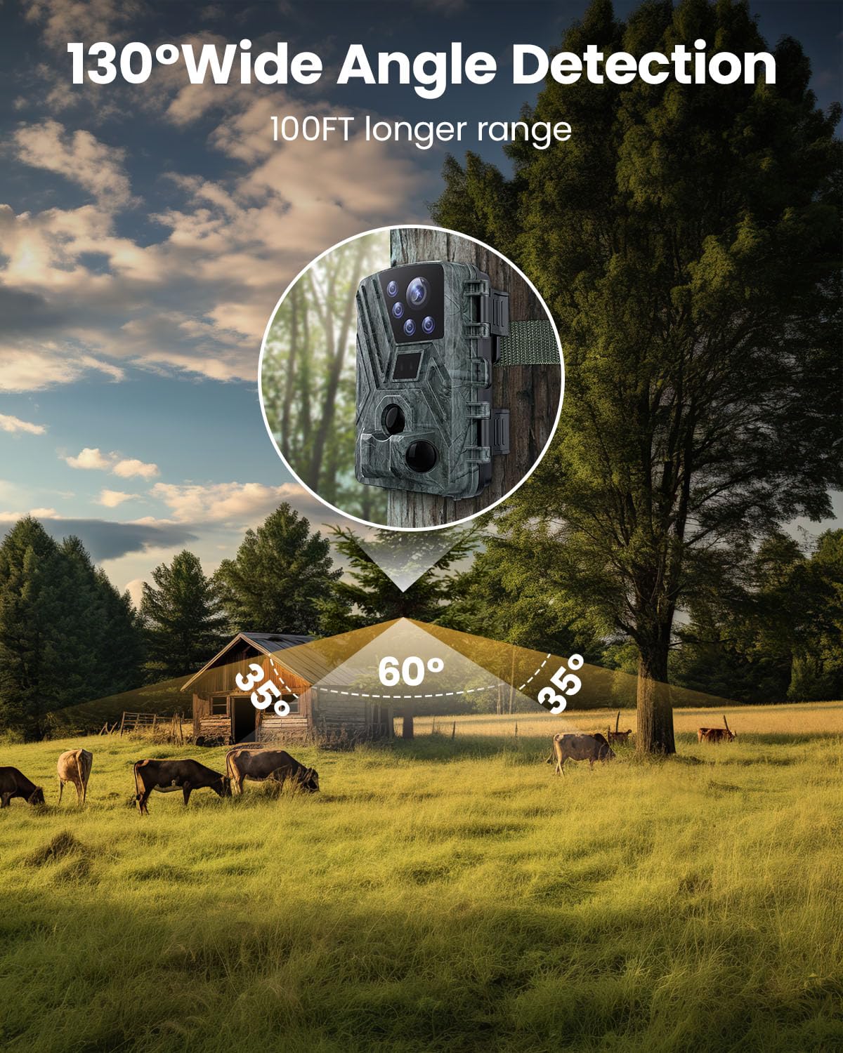KJK Trail Camera, 42MP 4K 0.05s Trigger Motion Activated, Game Camera with Night Vision IP66 Waterproof 100ft 130°Wide-Angle for Wildlife Monitoring