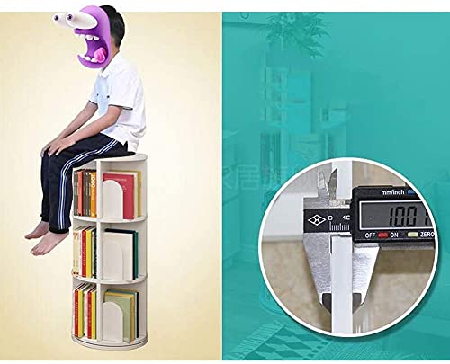 Sling Bookshelf 3 Layers Landing Rotating Chassis Bookcase Multifunction Solid Wood Living Room,3 Colors, 2 Styles (Color : Pink, Size : Square 46X46X96cm)