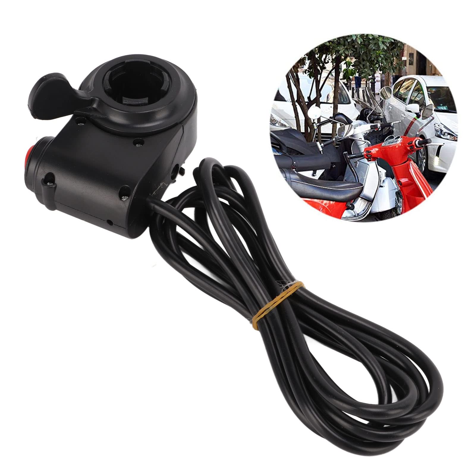 Electric Bicycle Thumb Throttle, Universal 1.6m Cable Bike Thumb Throttle Accelerator 6 Core Wire 12V to 99V for Electric Scooter