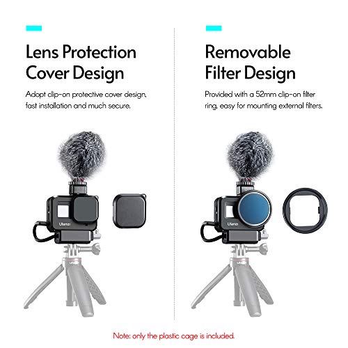 G8-9 Camera Video Cage Vlog Case with Microphone Cold Shoe Mount and Lens Filter Adapter Sport Camera Vlog Accessories Compatible with GoPro 8