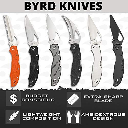Spyderco Byrd Cara Cara 2 Knife with 3.75" Steel Blade and Durable Stainless Steel Handle - PlainEdge - BY03P2