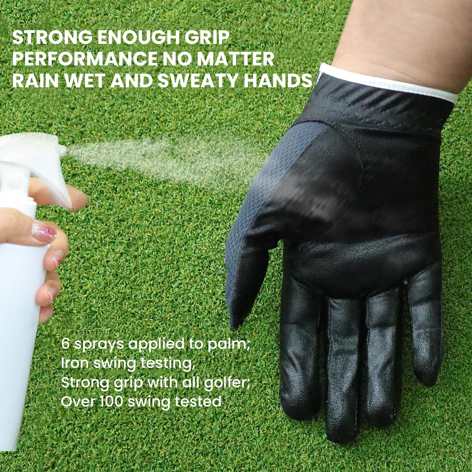 FINGER TEN Golf Gloves Men Right Left Handed Golfer Mens Glove RainGrip Hot Wet Weather Value 6 Pack, All Weather in Grey Medium/Large (Grey, Medium/Large, Left)