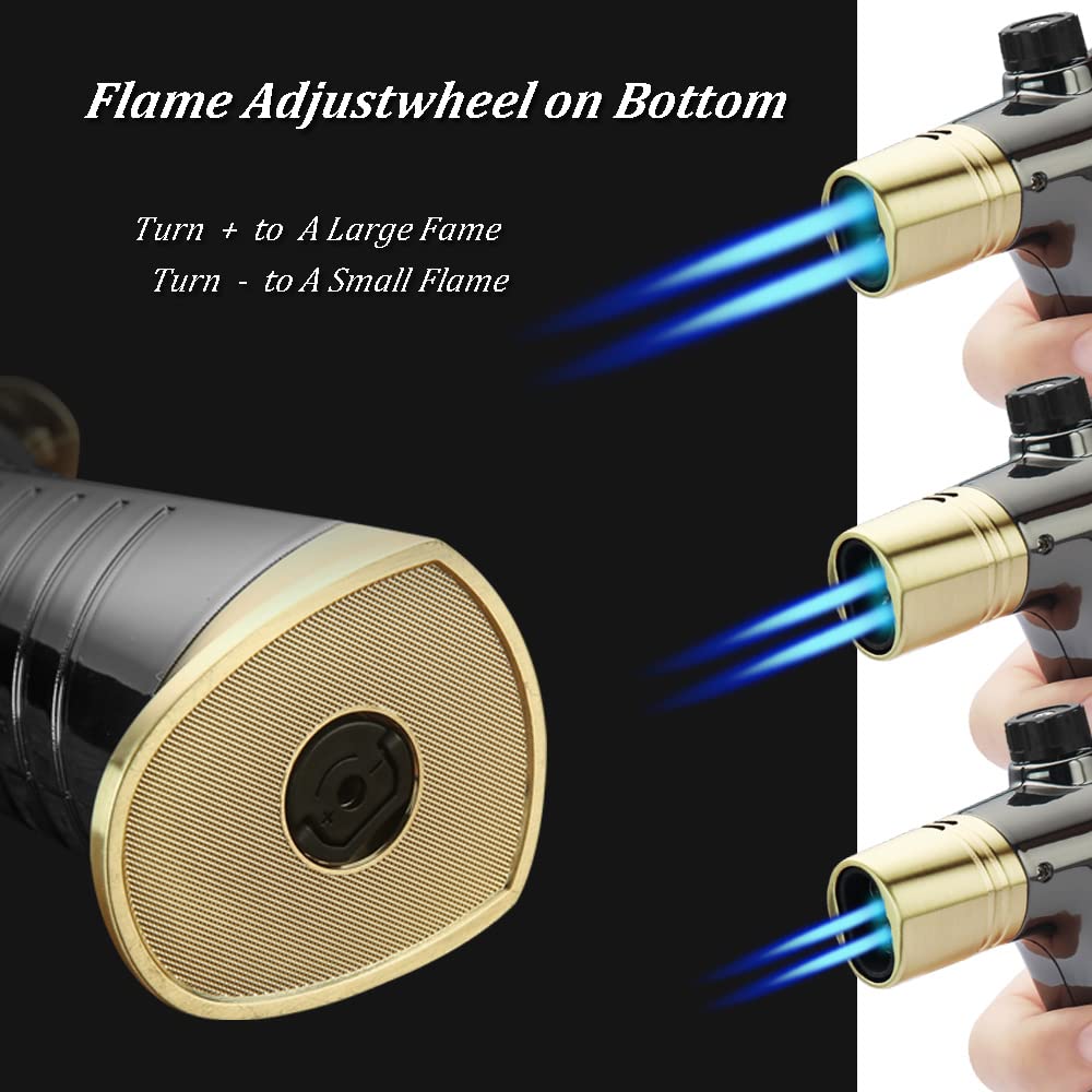 Honest Kitchen Torch Blow Torch Refillable Butane Torch For Cooking Food Baking BBQ Dabs Cocktail Smoke Hookah Coal & More (Blue Two Flame)