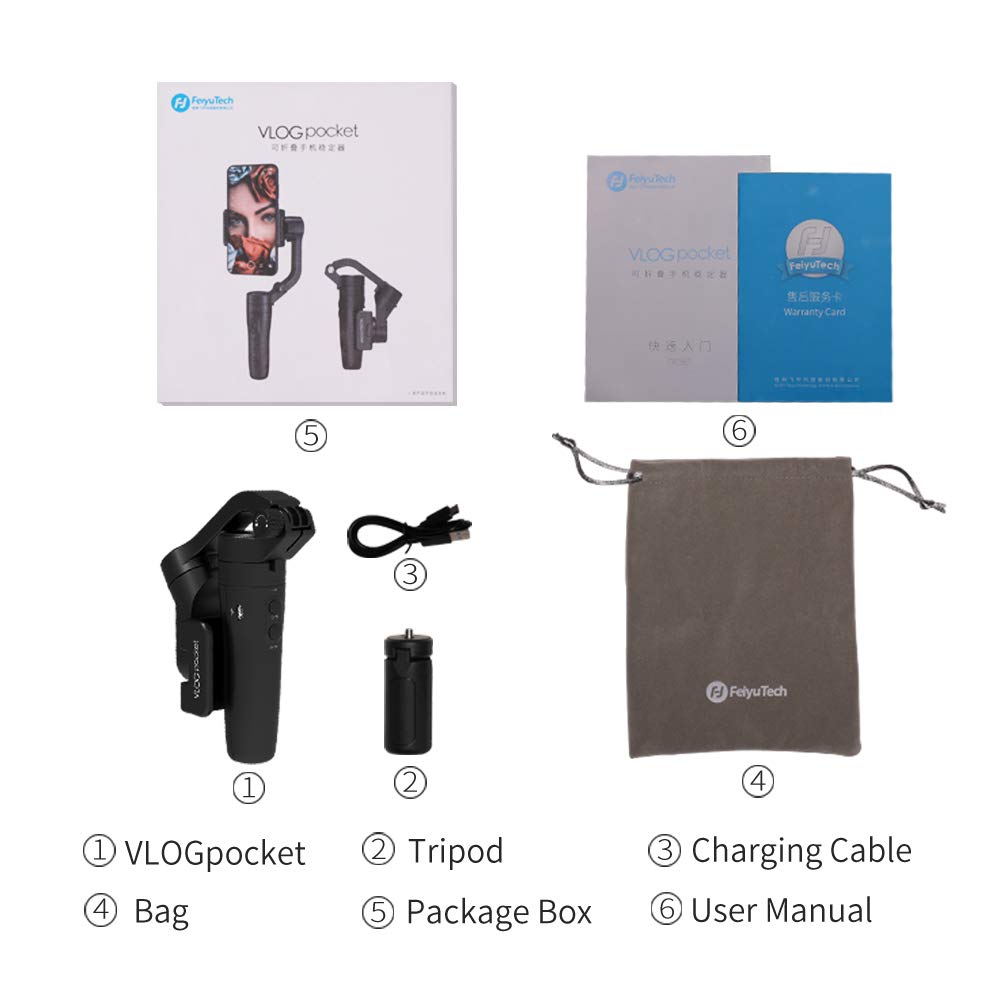 FeiyuTech Official VLOG Pocket 3 Axis Smartphone Gimbal Handheld Stabilizer Vlog YouTube TIK Tok Live Video Fits iPhone SE 11 Pro XR X Android Smartphone Samsung Note 9 S10+ Huawei P40 P30 P20 Pro