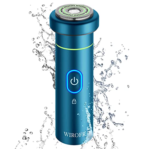 WIROFR Electric Razor for Men, Travel Shaving Electric Razor, Multi-Function Portable Travel Razor, 100% Washable Rotary Shaver Wet & Dry Electric Shaver-Type-C Fast Charging (Blue)