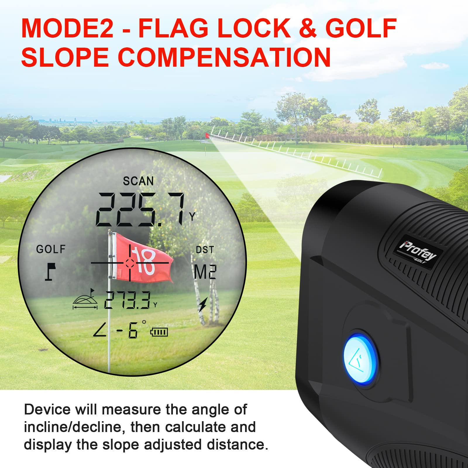 Golf Rangefinder Magnetic, Profey Rechargeable Laser Rangefinder with Slope ON/Off, 900 Yard 6X Range Finder Golfing, Flag Lock with Pulse Vibration,Fast Scan Focus,Gift Case for Golfers