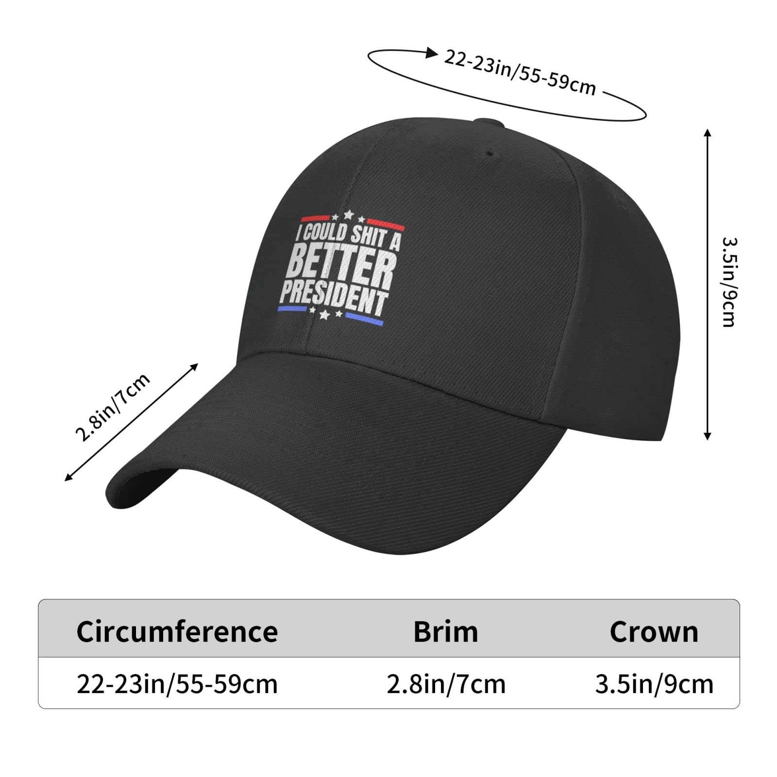 I Could Shit A Better President Than Joe Biden Hat Men Women Fashion Baseball Hats Adjustable Sunhat Dad Cap Sport Caps Black
