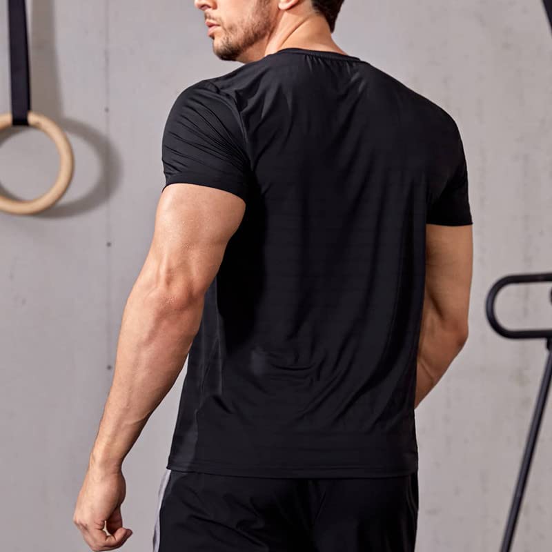 HITEE CREATE Athletic Shirts for Men Reflective Graphic Print Quick-Drying Breathable Sports Tee