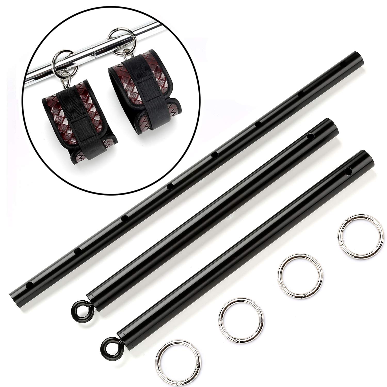 EXREIZST Adjustable Black Spreader Bar with 4 Adjustable Blue Straps Expandable Tool Kit