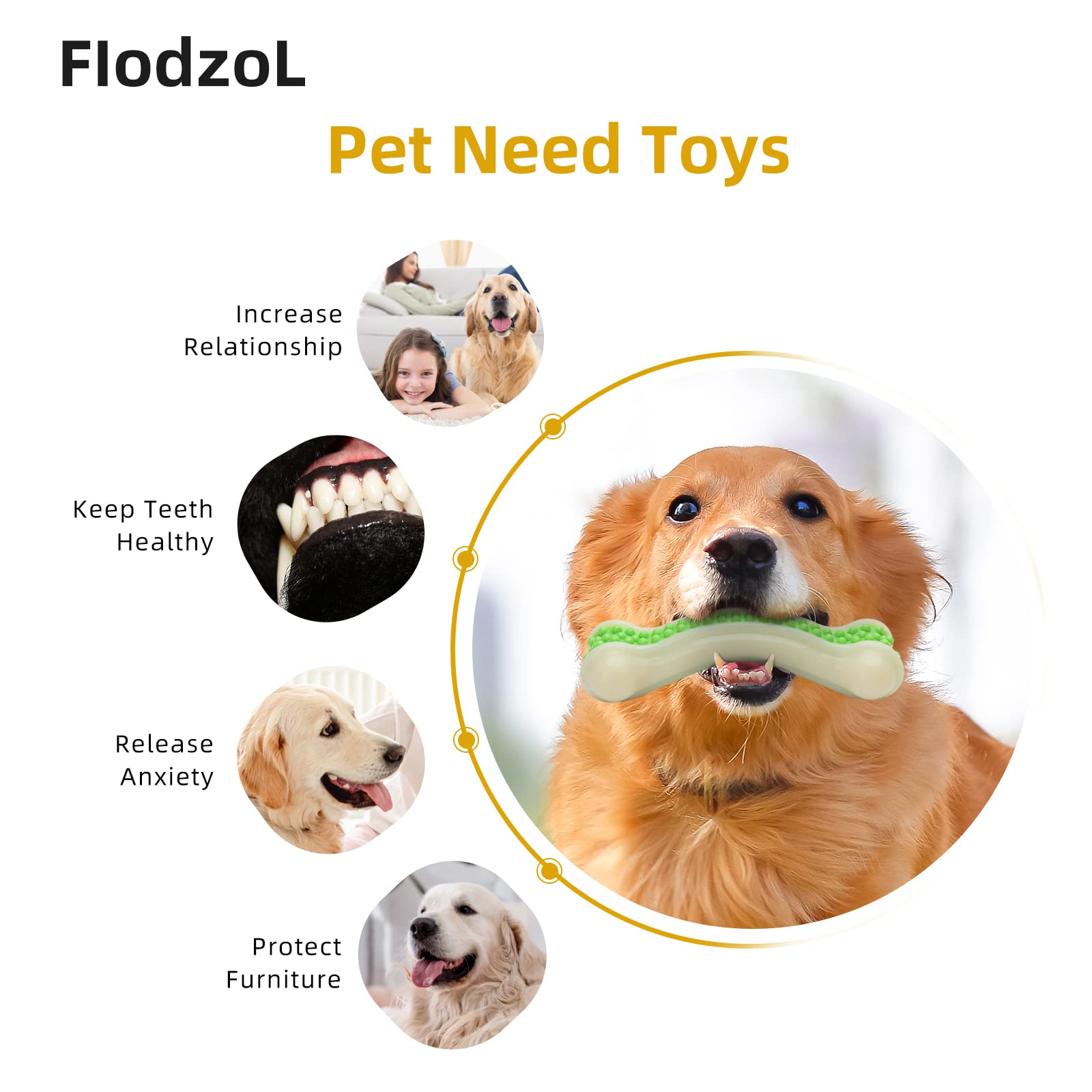FiodzoL 2Pcs Dog Chew Toys for Aggressive Chewers Beef Flavor and Real Bones Dog Teething Chew Toys Bones for Large/Medium/Small Puppies Breeds