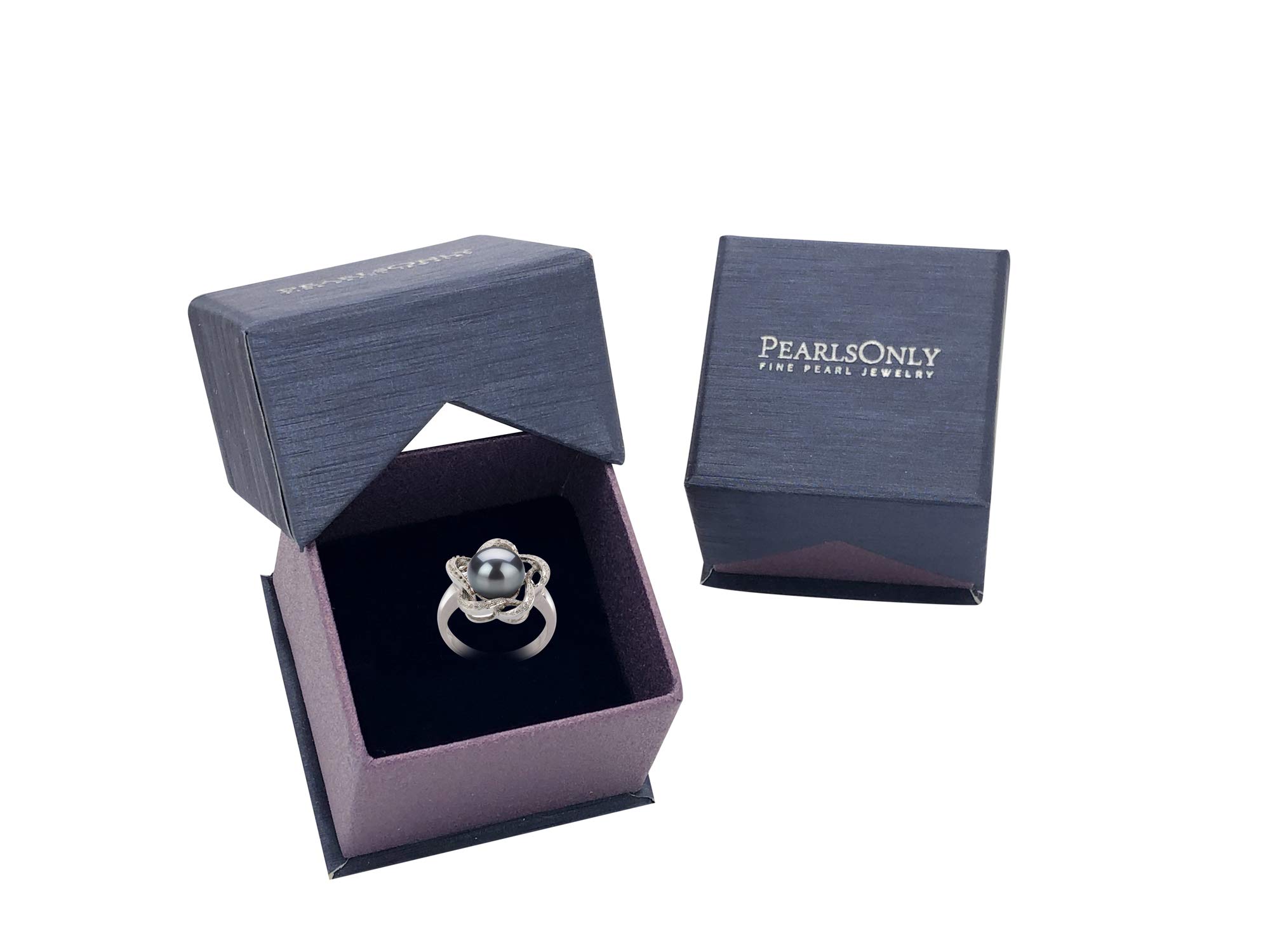 Fiona Black 9-10mm AA Quality Freshwater 925 Sterling Silver Cultured Pearl Ring For Women - Size-7