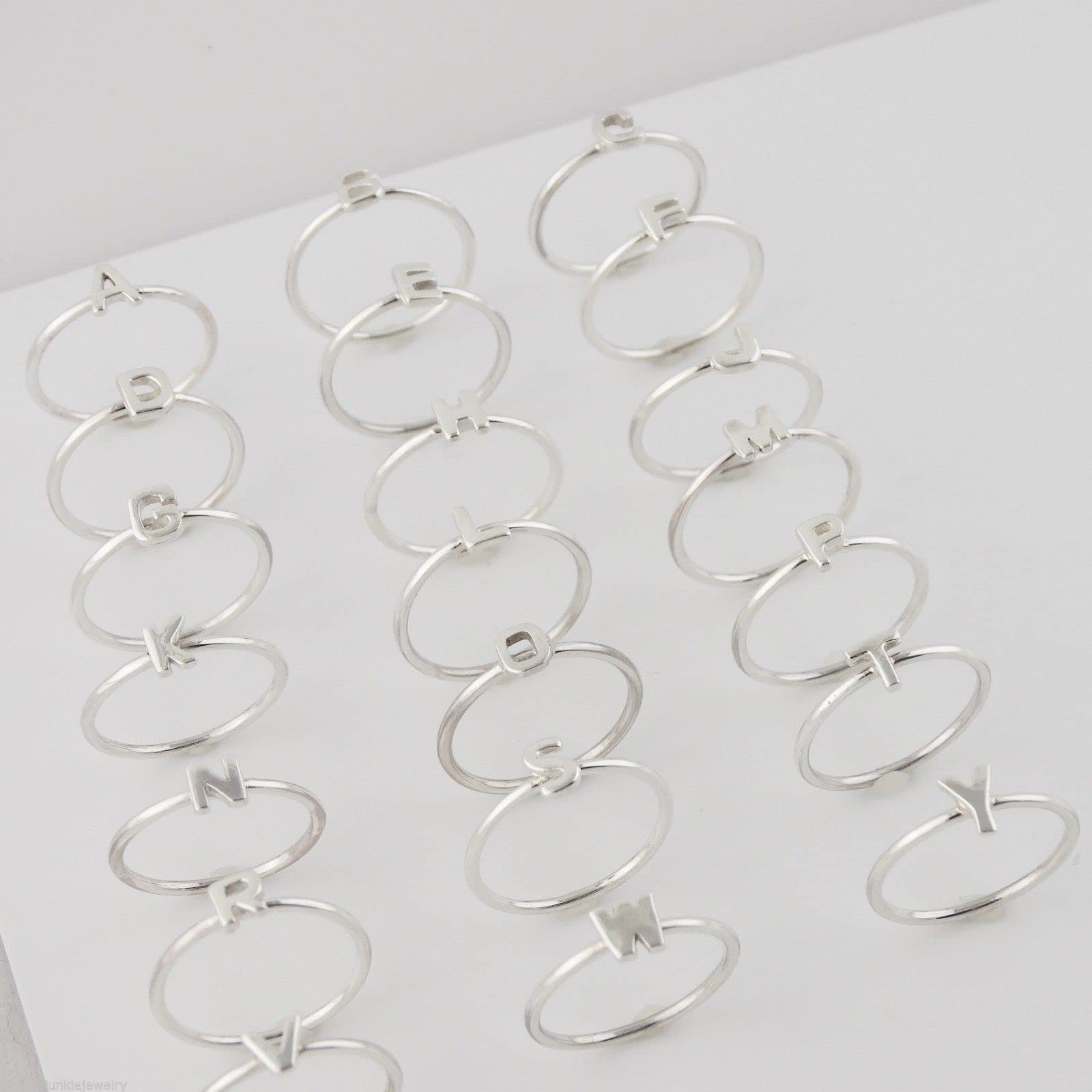 FashionJunkie4Life Sterling Silver Letter P Ring, Sizes 5-10, Initials Words Stacking Bands (5)