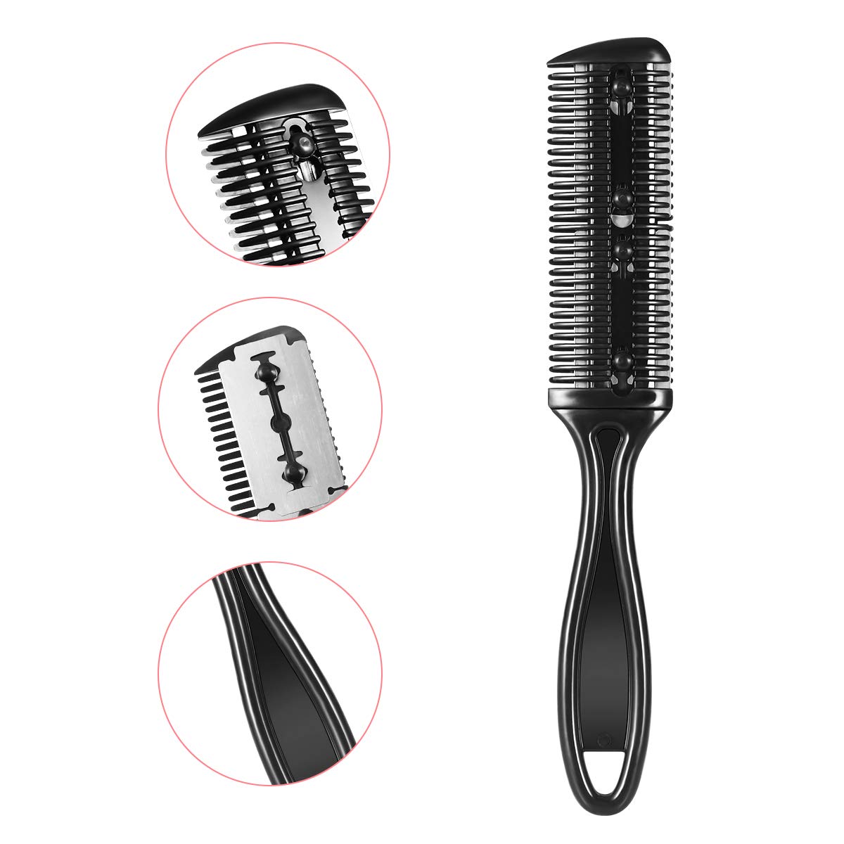 Frcolor 3pcs Hair Thinner Comb Double Side Hair Cutting Razor Comb for Thin and Thick Hair Cutting Styling (Black)
