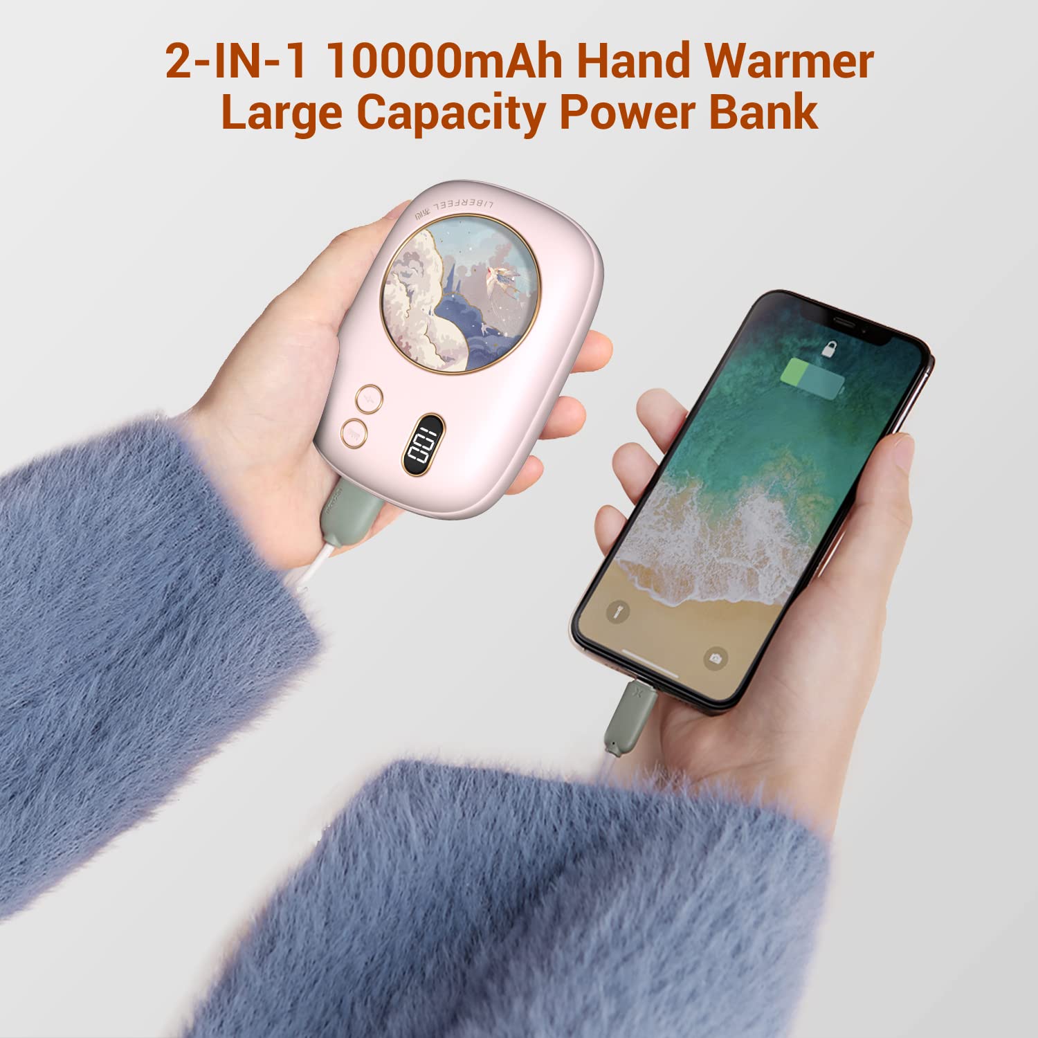 iDEART Battery Operated Rechargeable Hand Warmers Rechargeable, 10000mAh Portable Electric Hand Warmer, Gift for Winter