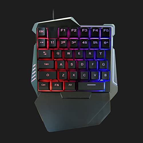 One Handed Gaming Keyboard, USB Mini Gaming Keyboard 35 Keys for Office