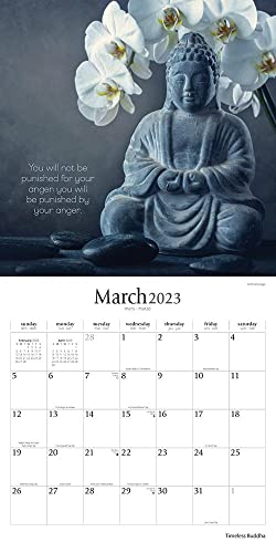 Timeless Buddha | 2023 12 x 24 Inch Monthly Square Wall Calendar | Brush Dance | Inspiration Thailand Peace