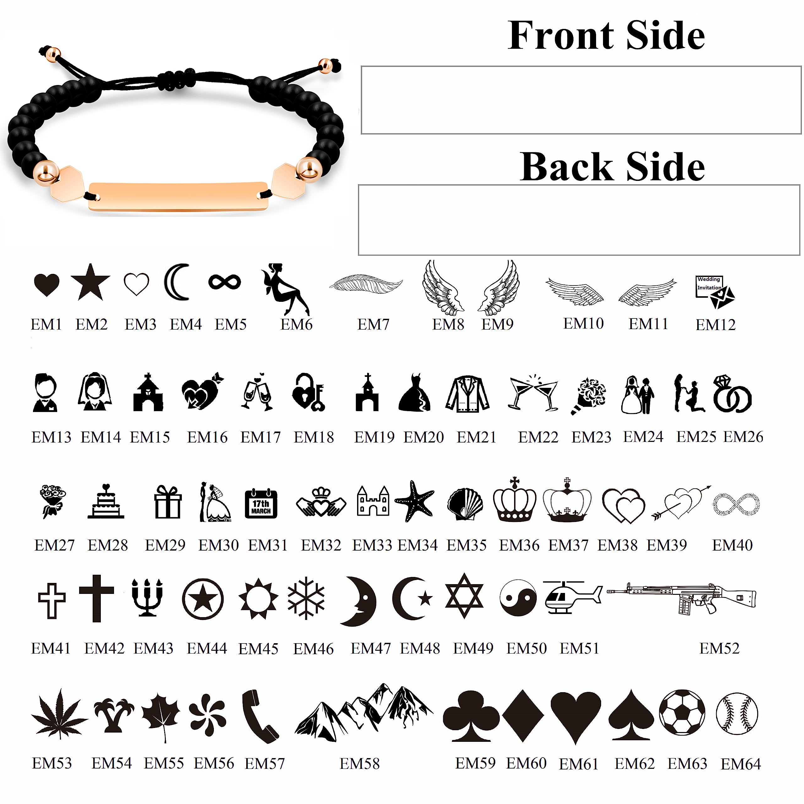 Handmade Black Matte Onyx Beads Personalized Name Bracelets for Women with Rose Gold Plated Stainless Steel Custom Name Plate Y1451