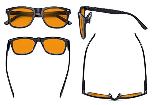 Eyekepper Large Frame Blue Blocking Glasses - Anti Digital Glare Readers with Orange Tinted Reduce Filter Lens UV Protection Computer Reading Glasses Women - Black +3.00