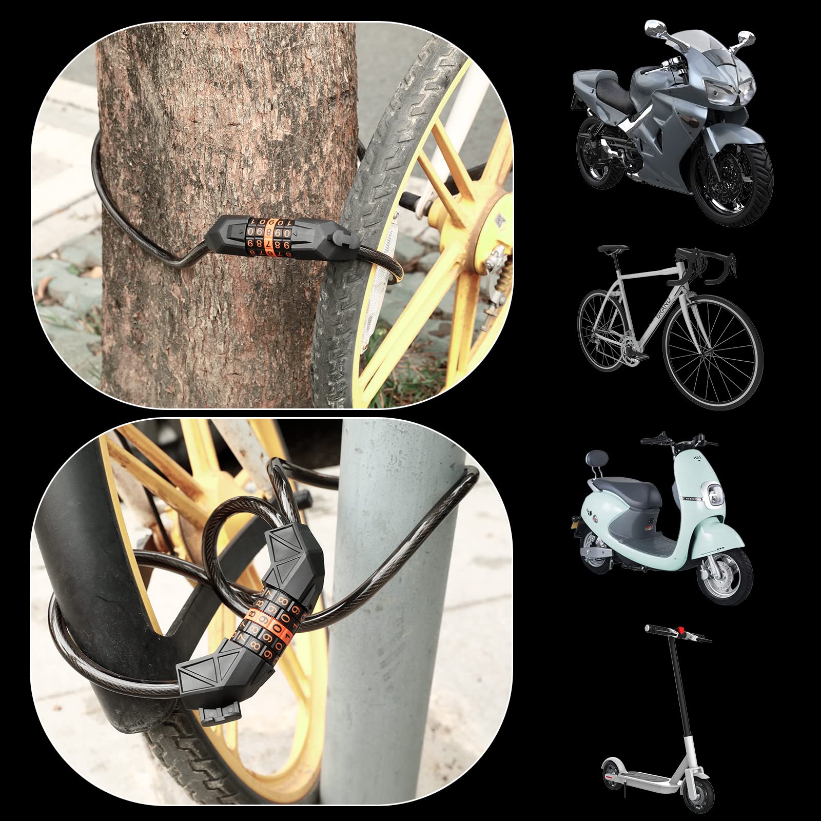 Giloty Bike Lock Combination, Black