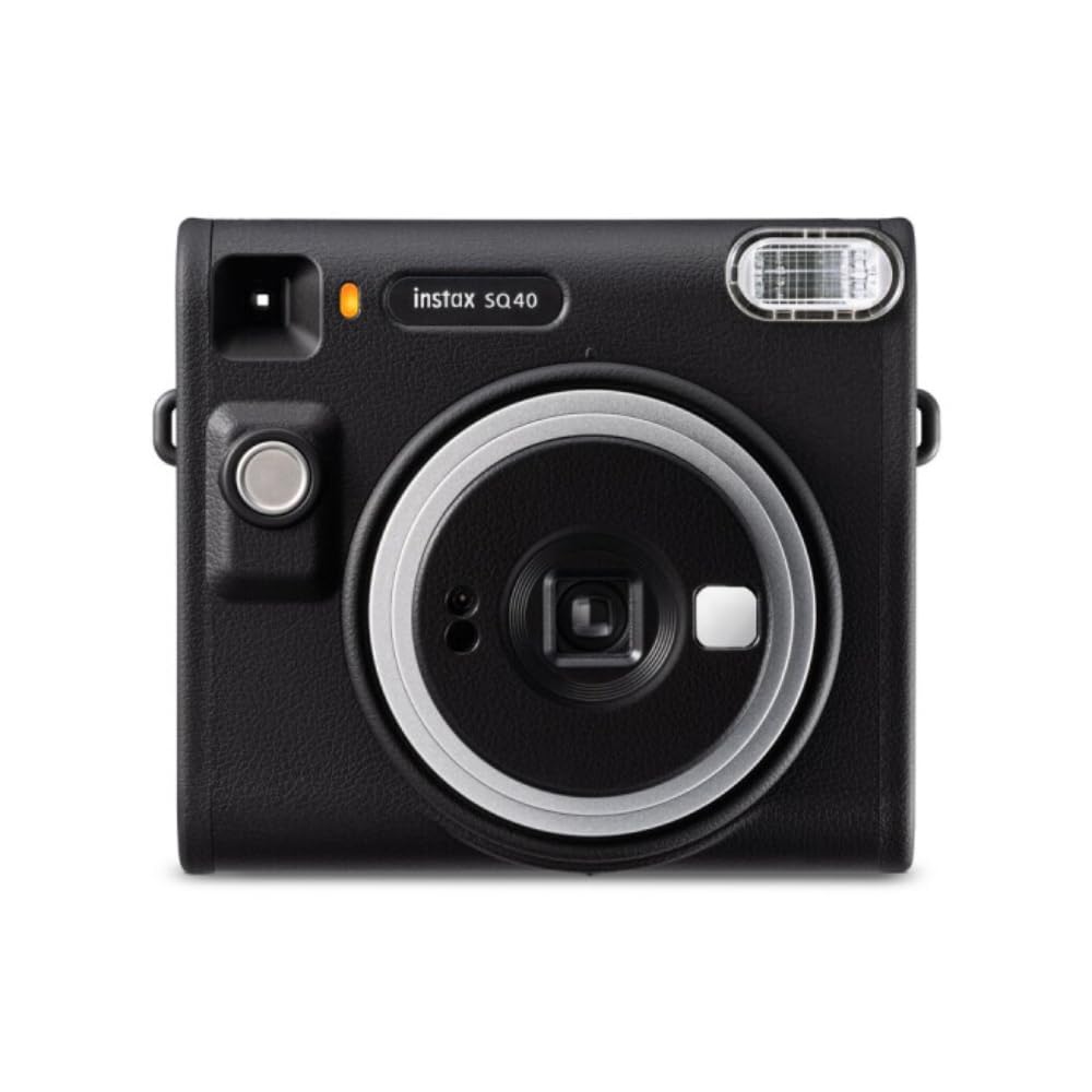 Fujifilm Instax Square SQ40 Instant Film Camera Bundle with Fujifilm Instax Square Black Film | 20 Exposures + Microfiber Cleaning Cloth (3 Items)