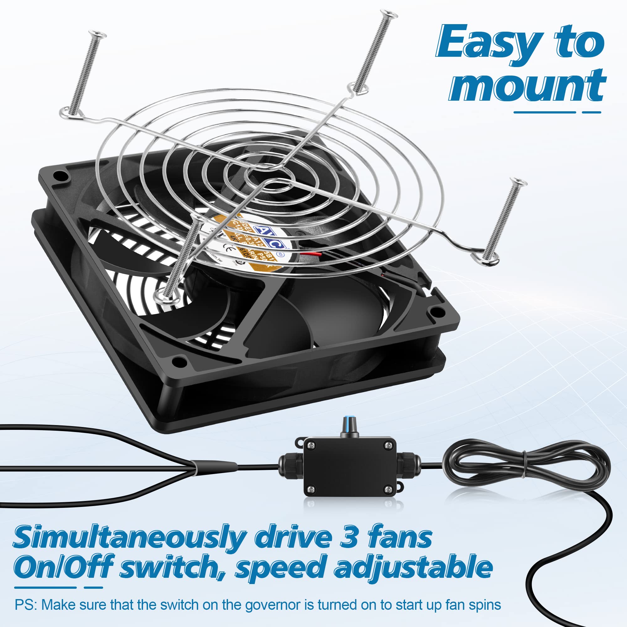 Gulfmew 2 Set Solar Fan 20W Solar Powered Fan for Chicken Coop with 3Pcs Waterproof Cooling Ventilation Fan and Adjustable Off/On Switch for Outside Greenhouse,Dog House, Shed, Gable, Attic