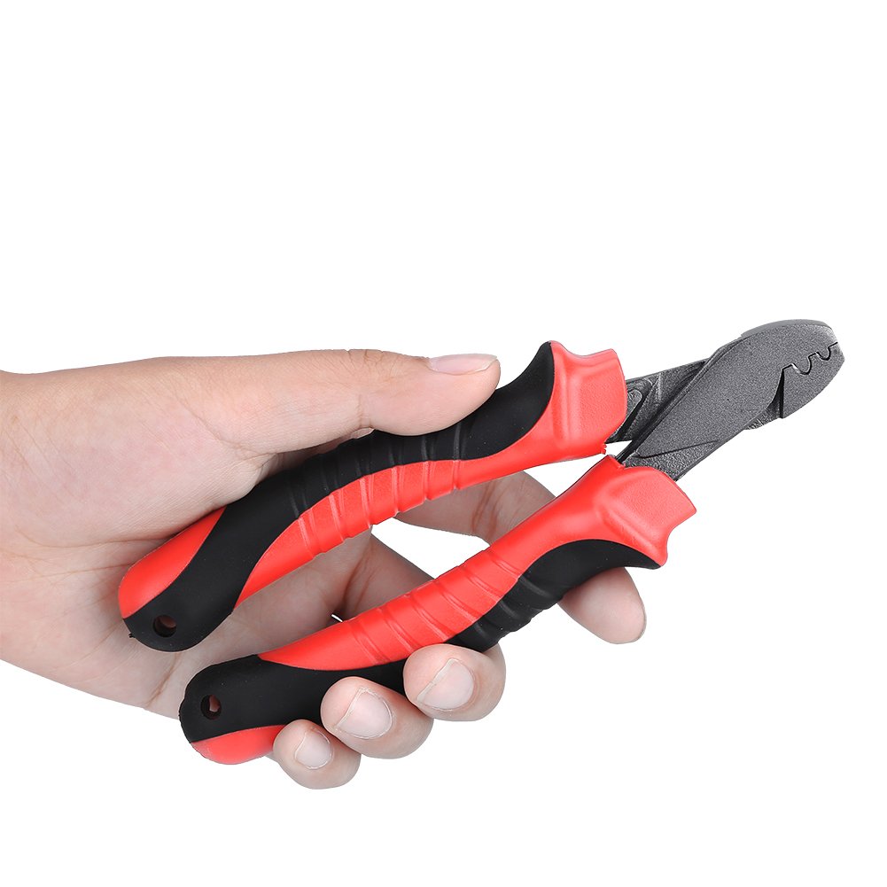 EVTSCAN Multi-Functional Fishing Crimping Pliers Heavy Duty Carbon Steel Rubber Handle Wire Rope Crimping Tool Tackle Accessory