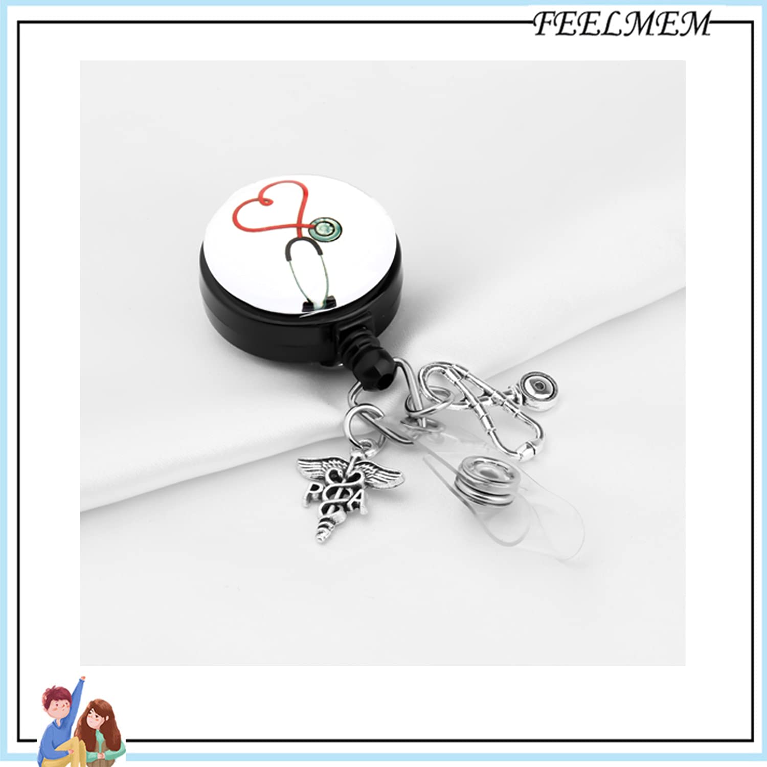 FEELMEM PA Medical Stethoscope Retractable Badge Holder Reel Clip Physician Assistant Gift Medical Student Gift Nurse Gift