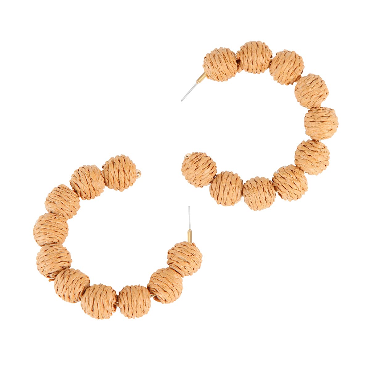 Exaggerated retro rattan big earrings lightweight geometric shape bohemian earrings handmade straw wicker woven big circle 925 silver hoop earrings for women and girls (Rattan Earrings)