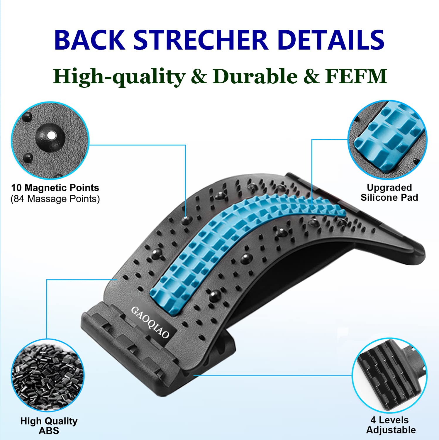 GAOQIAO Back Stretcher, Lumbar Back Cracker Board Pain Relief Device, Multi-Level Lumbar Back Massager, Pain Relief for Herniated Disc, Sciatica, Scoliosis, Lower and Upper Lumbar Support Stretcher
