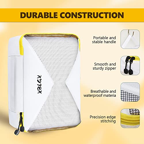 XBLGX Packing Cubes for Suitcases 5-Pcs Travel Luggage Packing Organizers Set with Laundry Bag & Shoe Bag(White/Yellow)