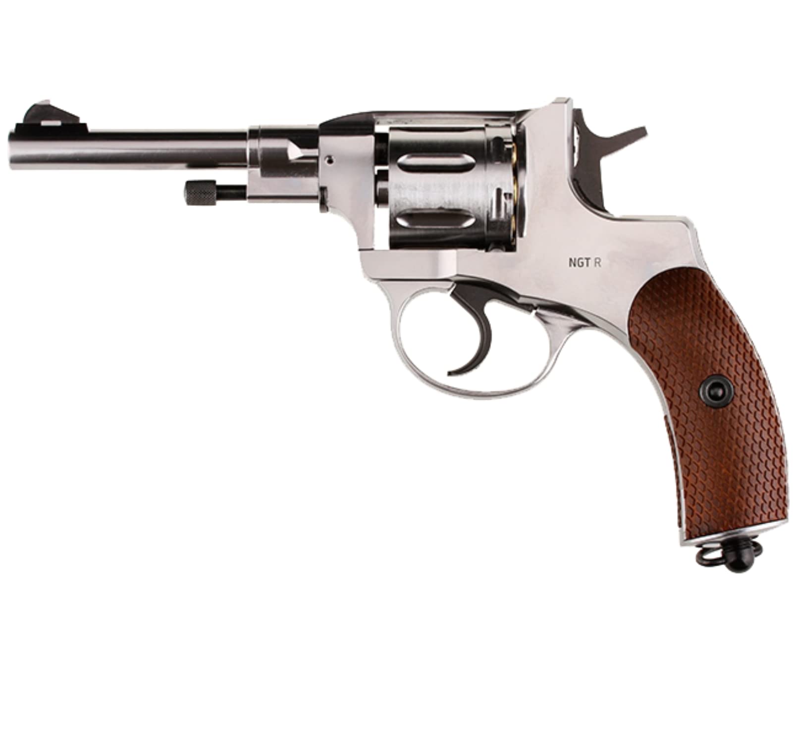 Gletcher NGT RF .177 Cal CO2 Pellet Silver Air Pistol with Safety Lever with Pack of 500x Pellets and 5xCO2 and Hard Case and Extra 7 Capsules Bundle