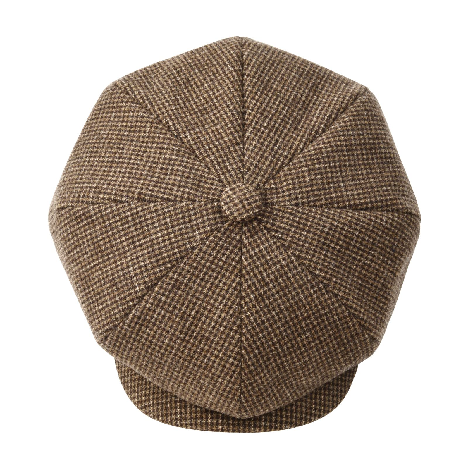 FEINION Men's 8 Piece Newsboy Flat Cap Wool Blend Gatsby Ivy Golf Cabbie Hat (T-Houndstooth Coffee, 7 3/4)