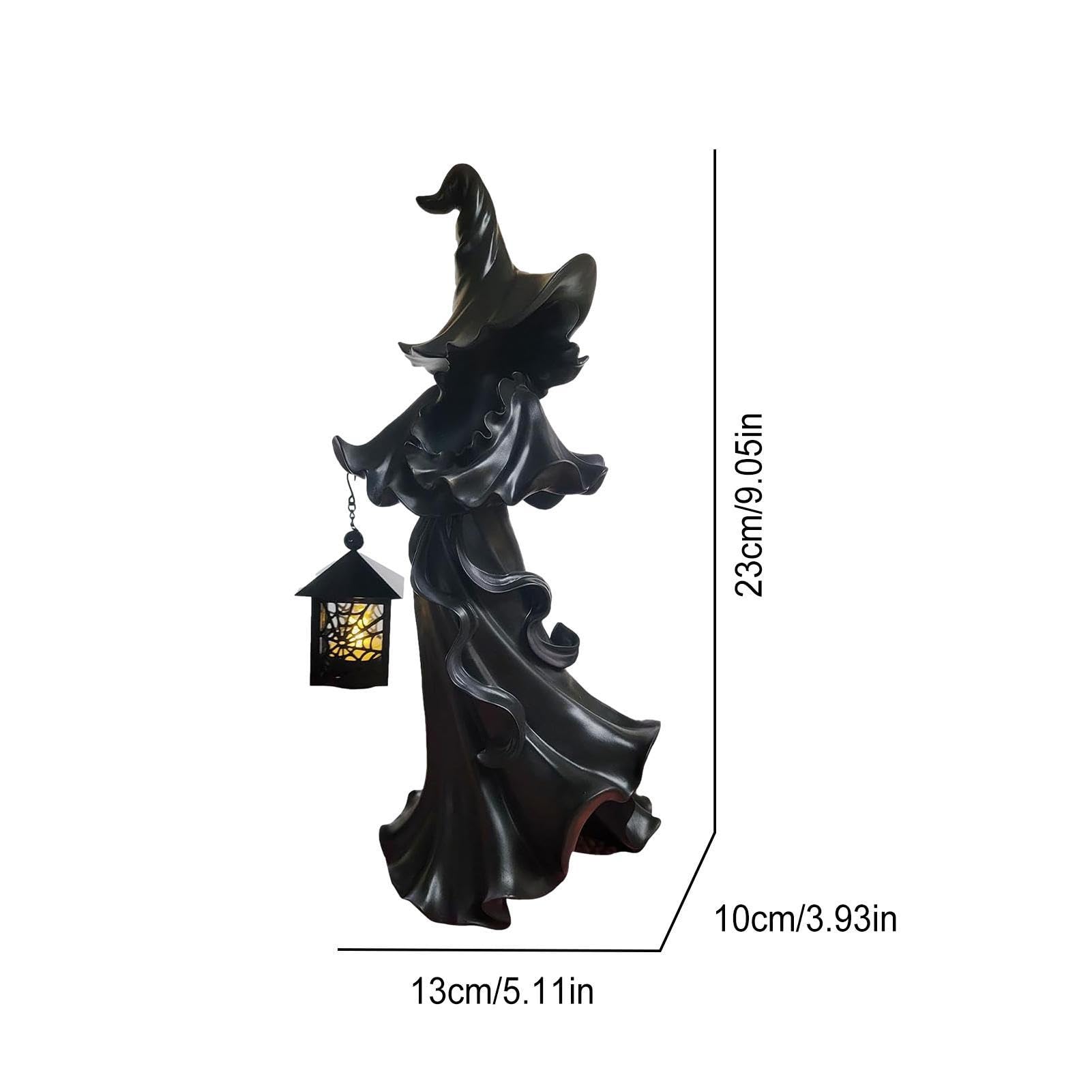 HEGZA Ghost Lantern Statue, 10cm Halloween Garland, Cracker Barrel Ghost Witch Messengers with Lantern, Scary Resin Sculpture Usable for Halloween, Thanksgiving, Christmas, Wedding