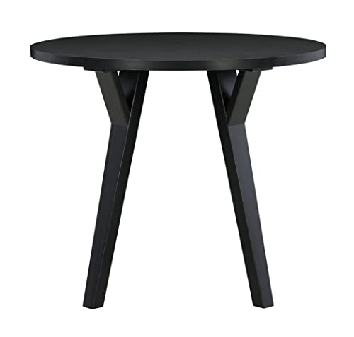 Signature Design by Ashley Otaska Mid Century Modern Round Dining Room Table, Black