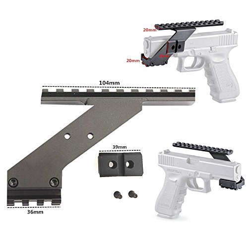 FIRECLUB Tactical Precision Machined Aluminum (NOT Plastic) Weaver Picatinny Top & Bottom Pistol Handgun Scope Mount for Sights,Lights & Accessories For Glock Pistols with Front Accessories