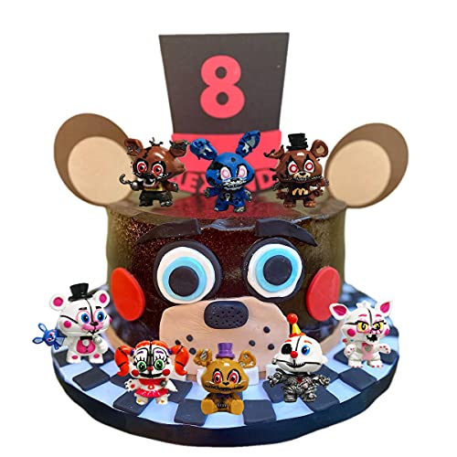 OULUN Birthday Party Cake Toppers For Five Nights at Freddy's, Kids Birthday Party Cake Decorating Supplies(8pcs)