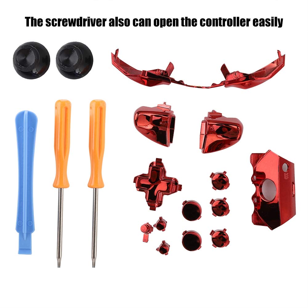 FAMKIT for Xbox One Elite Replacement Full Buttons Bumper Triggers T6 T8 Screwfor Xbox One Controller ( Red )