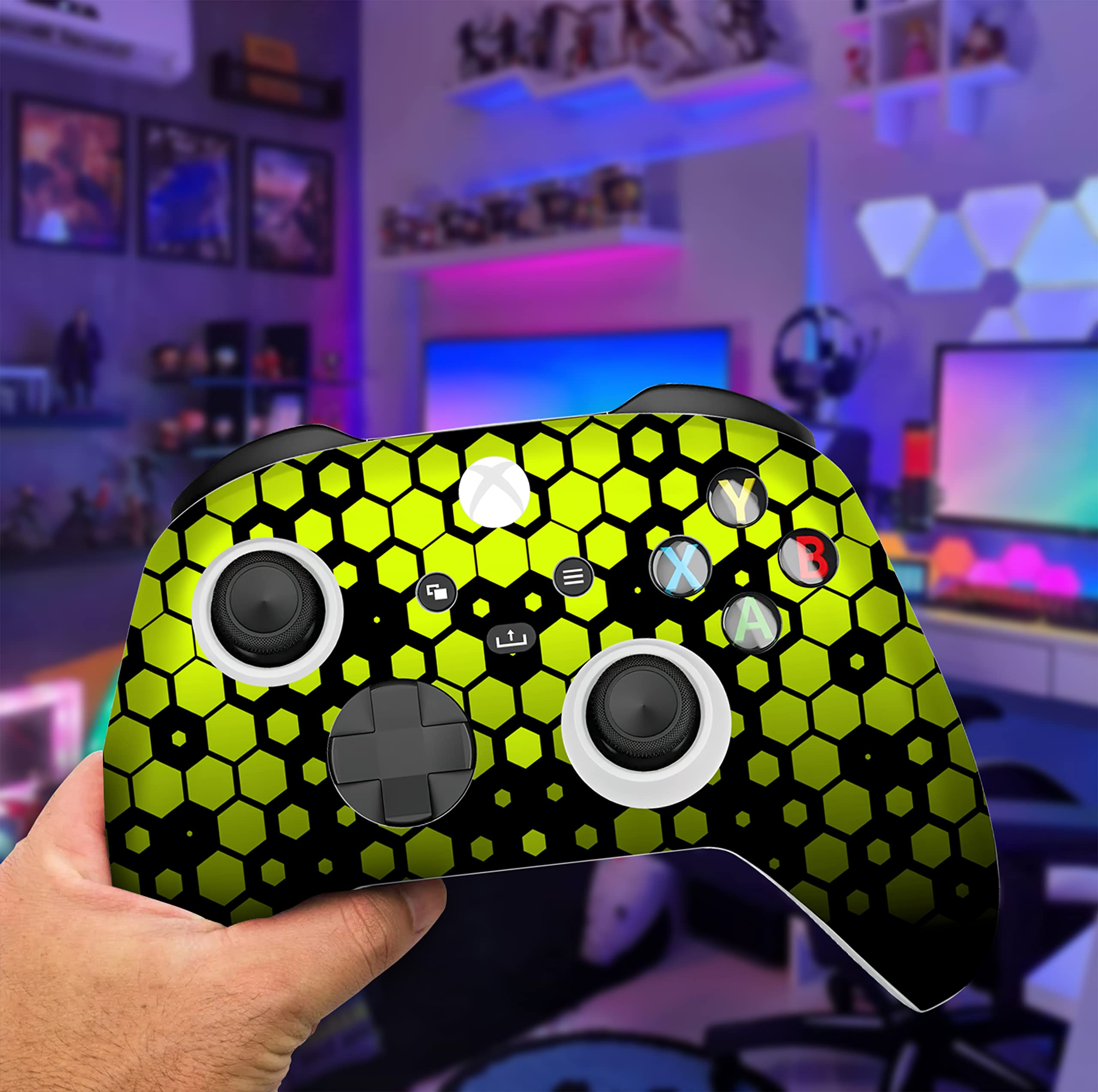HK Studio Joystick Decal Sticker Skin to Cover X-Box Series X with No Bubble, Waterproof, Full Protection - Including 2 Controller Skins and Console Skin