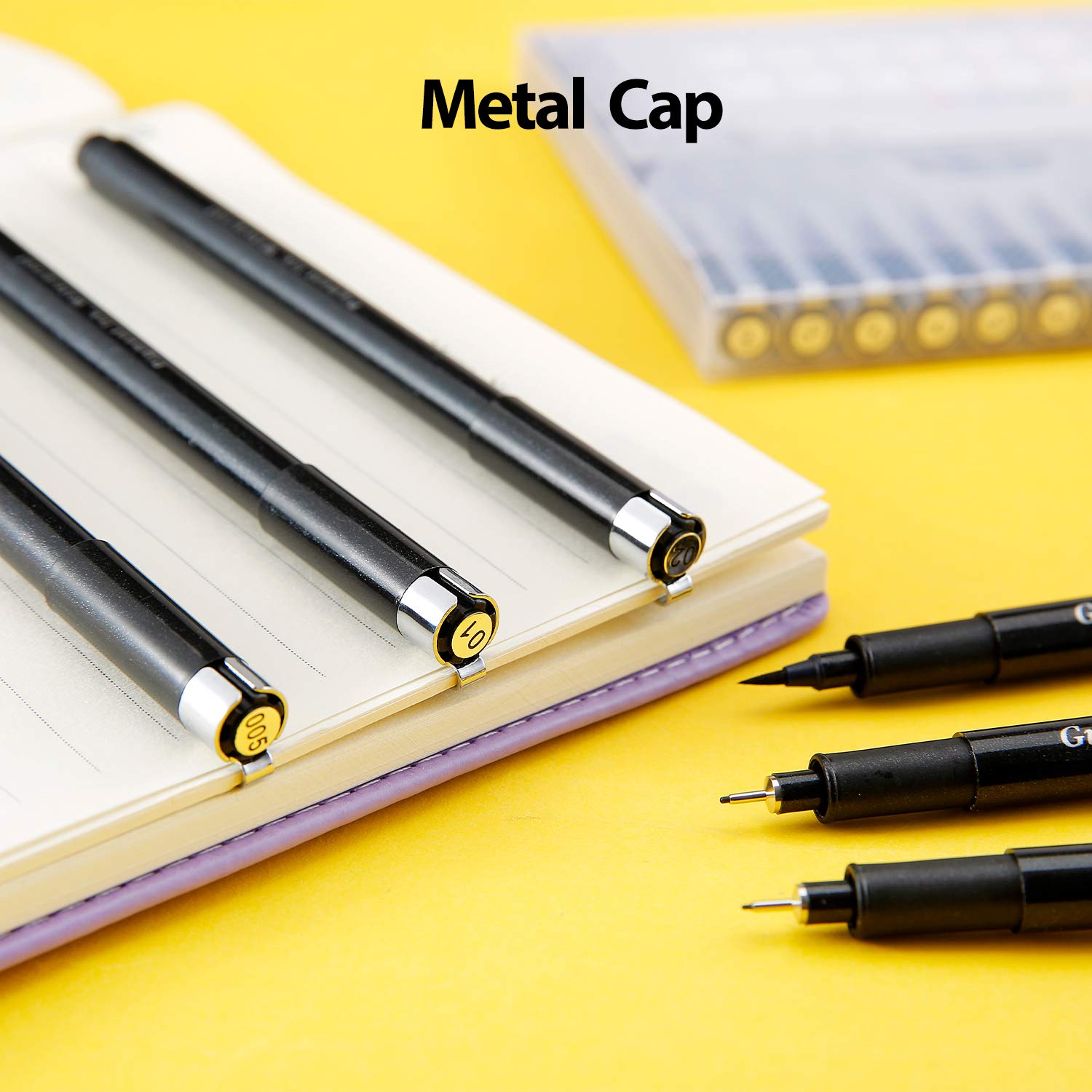 GUOBINFEN Set of 12 Black Micro-Pen Fineliner Ink Pens, Pigment Liner Professional Set Waterproof Archival Ink for Office Document Designing Technical Sketching Anime Artist Illustration Scrapbooking